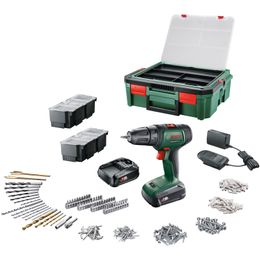 Bosch Home and Garden Akku-Bohrschrauber BOSCH HOME & GARDEN "Power for ALL 18V Akku-System &raquo;UniversalDrill 18V&laquo;", gr&uuml;n, Bohrmaschinen, Inkl. 2xAkkus 18V/1,5 Ah, Ladeger&auml;t, Systembox und viel Zubeh&ouml;r