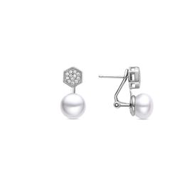 Luxenter Ohrringe aus 925er Sterlingsilber mit wei&szlig;er Perle, rhodiniert &ndash; Zahy