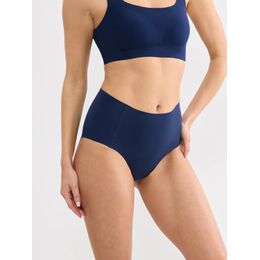 High-Waist-Slip Sloggi "ZERO Feel 2.0", Damen, Gr. L, blau (navy blau), Jersey, Obermaterial: 76% Polyamid, 24% Elasthan, k&ouml;rpernah, Unterhosen, feine Mikrofaser, atmungsaktiv, mit hoher Taille, ultraleicht