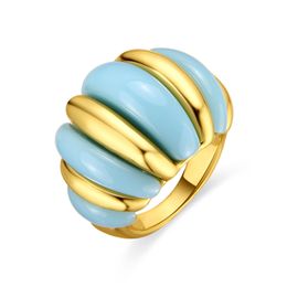 Luxenter Ring mit 18 Karat Gelbgold-Finish und blauem Harz &ndash; Rawil