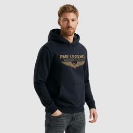 PME-Legend Kapuzensweatshirt PME LEGEND "Hooded soft terry with logo", Herren, Gr. M, grau (salute), Sweatware, Obermaterial: 80% Baumwolle, 20% Polyester, bestickt, regular fit taillenbedeckt, Rippb&uuml;ndchen, Sweatshirts, mit Logostickerei