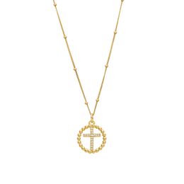 Luxenter Halskette aus 925er Sterlingsilber mit wei&szlig;em Perlmutt, 18 Karat Gelbgold-Finish &ndash; Iora