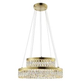 LUMICOUTURE LED Pendelleuchte "Celestia", messingfarben geb&uuml;rstet, 1, &Oslash; 60cm, 1 Stk., Leuchten, H. 150 cm, 2700 K, K9-Kristalle, dimmbar, LED Pendelleuchte