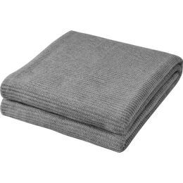 Wohndecke done. "Coco", grau (anthrazit), B:150cm L:200cm, Baumwolle, Wohndecken, Wohndecke, Wohndecke mit einfassender Ziernaht in Streifenoptik, Kuscheldecke