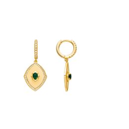Luxenter Ohrringe aus 925er Sterlingsilber mit Smaragd-Zirkonia und 18-kar&auml;tiger Goldbeschichtung &ndash; Emxy