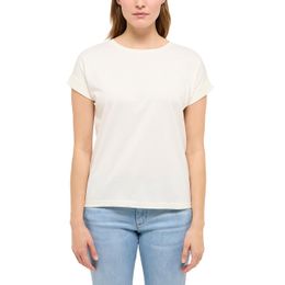 Kurzarmshirt Mustang "Damen Style Lesley", Damen, Gr. S, sanftes wei&szlig;, Jersey, 95% Baumwolle, 5% Elasthan, Rundhals, Shirts
