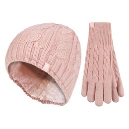 Heat Holders Damen Fleecegef&uuml;ttertes Thermom&uuml;tzen- und Handschuhset f&uuml;r den Winter