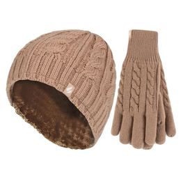 Heat Holders Damen Fleecegef&uuml;ttertes Thermohut- und Handschuhe-Set f&uuml;r den Winter