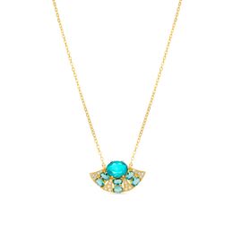 Luxenter Halskette aus 925er Sterlingsilber und gr&uuml;nem Paraiba-Hydrothermalquarz mit 18 Karat Gelbgold-Finish &ndash; Kioly
