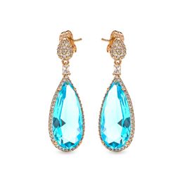 Luxenter Ohrringe aus Aquamarin-Zirkonia mit 18 Karat Gelbgold-Finish &ndash; Miely