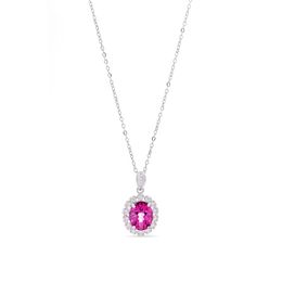 Luxenter Halskette aus 925er Sterlingsilber mit nat&uuml;rlichem rosa Topas, rhodiniert &ndash; Lirian