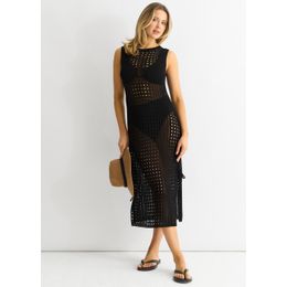 Schwarzes H&auml;kelstrick-Bodycon-Midikleid