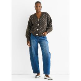 Schokoladenpunktmuster Knopf-Cardigan Look Pullover