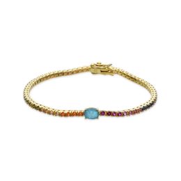 Luxenter Armband aus 925er Sterlingsilber und mehrfarbigen Zirkonia, 18 Karat Gelbgold-Finish &ndash; Genzol