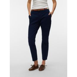 V&eacute;ro Moda Chinohose VERO MODA "VMFIEBY MW TAPERED CHINO PANT", Damen, Gr. M (38), L&auml;nge 32, navy blazer, Web, Obermaterial: 98% Baumwolle, 2% Elasthan, unifarben, lang, Hosen Chinohose, Baumwollmischung
