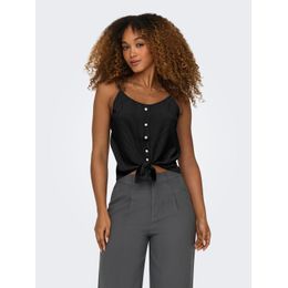Tr&auml;gertop Only "ONLLECEY SL KNOT SINGLET NOOS WVN", Damen, Gr. L, schwarz, Web, Obermaterial: 63% Polyester, 27% Viskose, 10% Nylon, unifarben, regular fit normal, Rundhals, Tops Tr&auml;gertop, Materialmix, regular fit