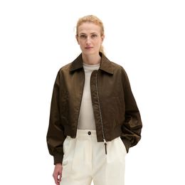 Marc O'Polo Blouson MARC O'POLO, Damen, Gr. 36, mossy earth, Web, Obermaterial: 100% Polyester, normal, Rippstrickb&uuml;ndchen, Jacken Blouson, im Aviator-Stil regular aus recyceltem Shiny-Polyester-Twill