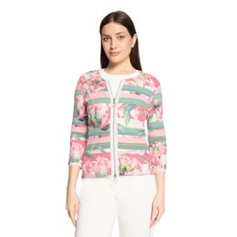 Shirtjacke Betty Barclay "Damen mit Rippenstruktur", Damen, Gr. 36, ros&eacute;, cream, Rippware, Obermaterial: 95% Baumwolle, 5% Elasthan, tailliert normal, Rundhals, Shirts Shirtjacke