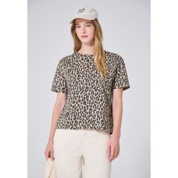 T-Shirt STREET ONE STUDIO, Damen, Gr. 34, light buffed beige, Web, 100% Baumwolle, comfort fit normal, Rundhals, normaler Saum, Shirts T-Shirt, mit Rundhalsausschnitt