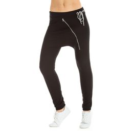 Haremshose WINSHAPE "UNISEX Zipperhose WH4", Damen, Gr. XS, Normalgr&ouml;&szlig;en, schwarz, 90% Baumwolle, 10% Elasthan, Hosen Haremshose, Street Style