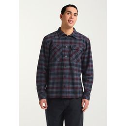 Flanellhemd Jack Wolfskin "BAJA FLANNEL SHIRT M", Herren, Gr. L (52), Normalgr&ouml;&szlig;en, blau (check, schwarznavy), Obermaterial: 100% Baumwolle, Hemden