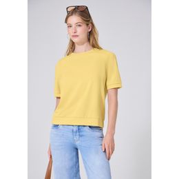 T-Shirt STREET ONE STUDIO, Damen, Gr. 38, snap gelb, Stoff, 71% Polyester, 26% Viskose, 3% Elasthan, unifarben, normal normal, Rundhals, B&uuml;ndchen, Shirts T-Shirt, Jersey