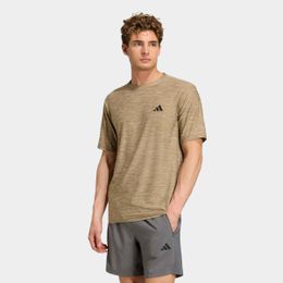 T-Shirt adidas Performance "WORKOUT ESSENTIALS FLEX", Herren, Gr. L, khaki three meliert, Obermaterial: 92% Polyester, 8% Elasthan, Rundhals, Shirts T-Shirt