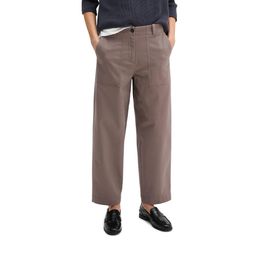 Marc O'Polo Chinohose MARC O'POLO "aus Brushed Cotton Twill", Damen, Gr. 32, Normalgr&ouml;&szlig;en, chalky braun, Twill, Obermaterial: 56% Baumwolle, 41% Lyocell, 3% Elasthan, unifarben, relaxed fit lang, Hosen Chinohose