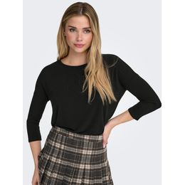 3/4-Arm-Shirt Only "ONLGLAMOUR 3/4 TOP JRS NOOS", Damen, Gr. S, schwarz, Jersey, Obermaterial: 65% Polyester, 30% Viskose, 5% Elasthan, unifarben, figurumspielend h&uuml;ftbedeckend, Rundhals, Shirts 3/4-Arm-Shirt, in l&auml;ssiger Oversize-Form