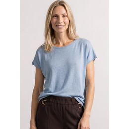 T-Shirt Street One, Damen, Gr. 34, cashmere blau, Stoff, 95% Viskose, 5% Elasthan, unifarben, comfort fit normal, Rundhals, abgesteppt, Shirts T-Shirt, in Unifarbe