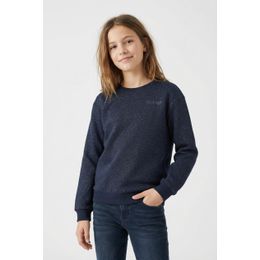 Sweatshirt name it "NKFTILDE LS NREG SWEAT TOP UNB PB", M&auml;dchen, Gr. 134/140, blau (salute), Sweatware, Obermaterial: 80% Baumwolle, 20% metallisierte Fasern, Glitzermuster, unifarben, normal normal, Rundhals, Rippb&uuml;ndchen, Sweatshirts Sweatshirt
