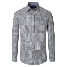 Langarmhemd Casamoda "Casamoda Freizeithemd Print", Herren, Gr. L, Normalgr&ouml;&szlig;en, blau, 100% Baumwolle, bedruckt, comfort fit, Hemden
