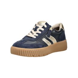 Plateausneaker Tamaris "Tamaris Sneaker Veloursleder/Textil", Damen, Gr. 38, navy, Textil, Veloursleder, Schuhe Plateausneaker