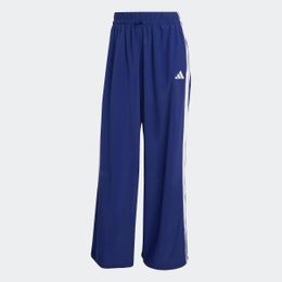 Sporthose adidas Sportswear "W 3S WV PT", Damen, Gr. L, N-Gr, blau (dunkelblau, wei&szlig;, normal, gr.), Obermaterial: 100% Polyamid, Hosen Sporthose, Fallschirmhose, locker geschnitten, mit weitem Bein