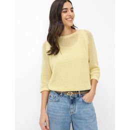 Strickpullover Brax "Style NALA", Damen, Gr. 42, gelb, Strick, 100% Baumwolle, Rundhals, Pullover Strickpullover