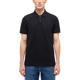 Kurzarmshirt Mustang "Herren Style Pierre", Herren, Gr. L, schwarz, Piqu&eacute;, 100% Baumwolle, V-Ausschnitt, Shirts