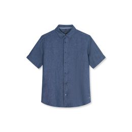 Kurzarmhemd OLYMP "OLYMP Casual, regular fit, Kent", Herren, Gr. L, Normaler Arm, royal, 100% Leinen, Hemden