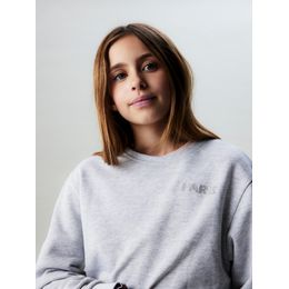 Sweatshirt name it "NKFTILDE LS NREG SWEAT TOP UNB PB", M&auml;dchen, Gr. 146/152, grau (light grau melange), Sweatware, Obermaterial: 80% Baumwolle, 20% metallisierte Fasern, Glitzermuster, unifarben, normal normal, Rundhals, Rippb&uuml;ndchen, Sweatshirts Sweatshirt