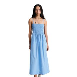 Marc O'Polo Midikleid MARC O'POLO DENIM "aus Papertouch-Popeline", Damen, Gr. L, Normalgr&ouml;&szlig;en, medium blau 4840, Obermaterial: 100% Baumwolle, unifarben, slim fit wadenlang, Kleider Midikleid
