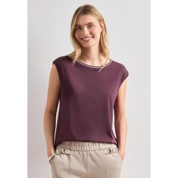 T-Shirt Street One, Damen, Gr. 34, rustic rouge, Web, 50% Modal, 50% Baumwolle, unifarben, comfort fit normal, Rundhals, abgesteppt, Shirts T-Shirt, in Unifarbe