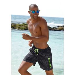 Badeshorts Chiemsee "Esra", Herren, Gr. M (50), N-Gr, schwarz (schwarz, bedruckt), Polyester, bedruckt, Badehosen Badeshorts, mit Dschungelprint