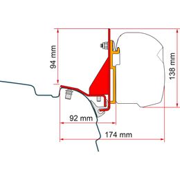 Fiamma Kit VW T5 / T6 Multirail Reimo Halterungen 2 St&uuml;ck f&uuml;r Markise F43 / F45 - Markisenadapter