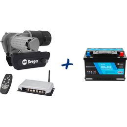 Berger Titanium Rangierhilfe halbautomatisch Anthrazit + LiFePO4 Lithium Batterie Eco 100 Ah 12 V im Set - Rangierhilfen & Mover