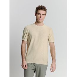 T-Shirt NO EXCESS "NO EXCESS T-Shirt gestrickt", Herren, Gr. L, beige (melange, beige), 100% baumwolle, Shirts T-Shirt
