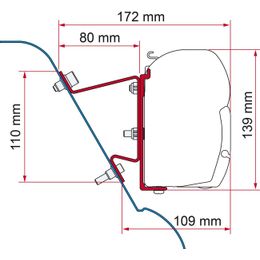 Fiamma Kit Mercedes Sprinter H3 VW Crafter H3 Markisenadapter f&uuml;r F45 Ersatzteilnummer 98655-591 - Markisenadapter