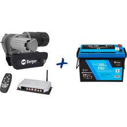 Berger Titanium Rangierhilfe halbautomatisch Anthrazit + LiFePO4 Lithium Batterie Pro 200 Ah 12 V mit Bluetooth & Heizung im Set - Rangierhilfen & 