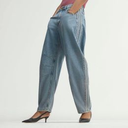 Sporthose adidas originals "BARREL PNT D", Damen, Gr. 29, L&auml;nge 32, blau (worn blau denim,), Obermaterial: 100% Baumwolle, Hosen Sporthose