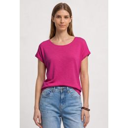 T-Shirt Street One, Damen, Gr. 34, magenta dream, Stoff, 95% Viskose, 5% Elasthan, unifarben, comfort fit normal, Rundhals, abgesteppt, Shirts T-Shirt, in Unifarbe