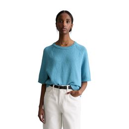 Marc O'Polo Strickpullover MARC O'POLO DENIM "aus Cotton Slub Garn", Damen, Gr. XL, blau dawn, Obermaterial: 100% Baumwolle, unifarben, Rundhals, Pullover Strickpullover