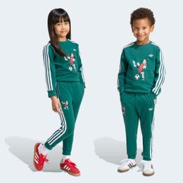 T-Shirt & Shorts adidas originals "CREW SET", M&auml;dchen, Gr. 104, collegiate gr&uuml;n, wei&szlig;, Obermaterial: 70% Baumwolle, 30% Polyester, KOB Set-Artikel
